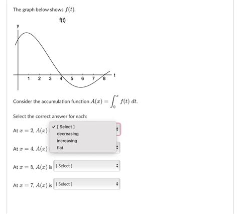 solved for the accumulation function a x ∫1x4tdt fill in
