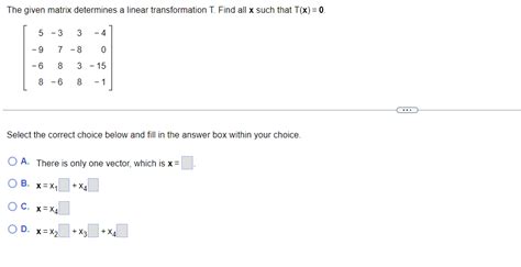 solved the given matrix determines a linear transformation
