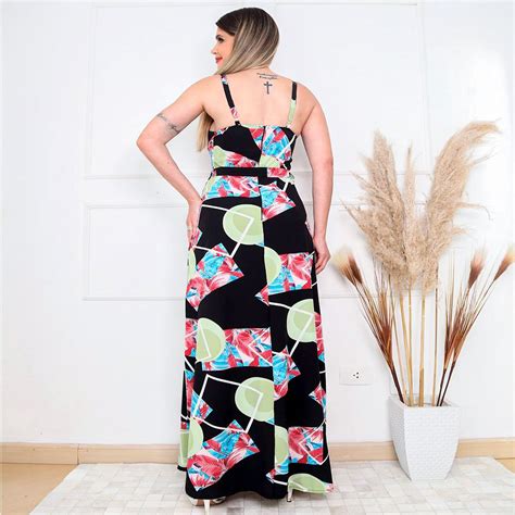 Vestido Longo Feminino Estampa Floral Regata Feira Da Madrugada SP