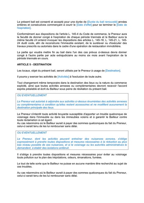 Modelé de renouvellement de bail commercial DOC PDF page 4 sur 12