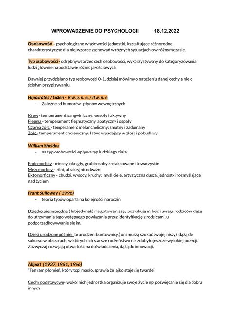 Wprowadzenie DO Psychologii 18 WPROWADZENIE DO PSYCHOLOGII 18