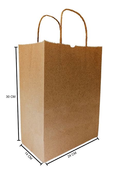 Sacola De Papel Kraft Alça Torcida M 30x24x14 50 Unidades