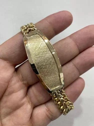Esclava Con Placa Oro K Cubana Solida Oro Cm X Cm Meses