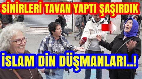 İSLAM DİN DÜŞMANLARI GEÇİNEMİYOR DEDİ SOKAK KARIŞTI AKP Lİ TEYZE KAÇTI