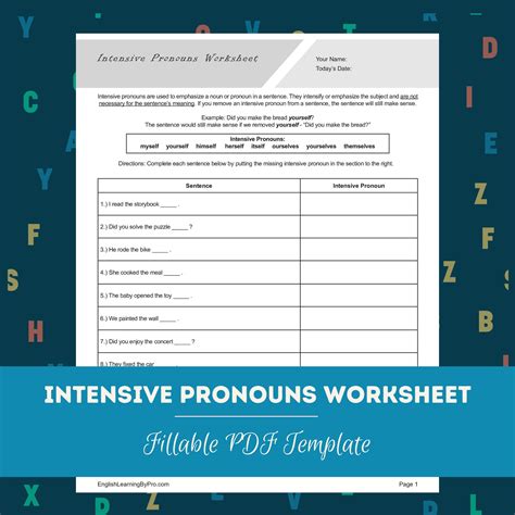 Intensive Pronouns Worksheet Editable Fillable Printable Pdf The Best