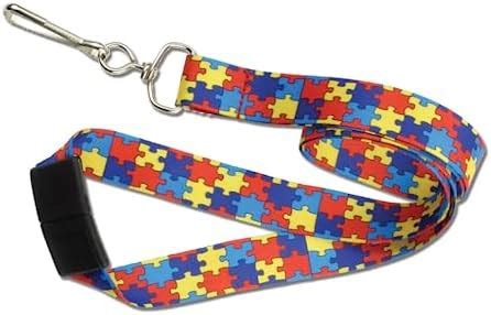 Amazon Autism Awareness Puzzle Piece Print Lanyard Key Chain Id