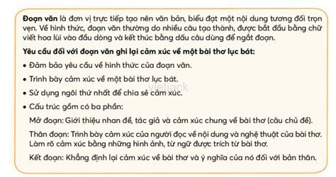 Soạn bài Viết đoạn văn ghi lại cảm xúc về một bài thơ lục bát hay