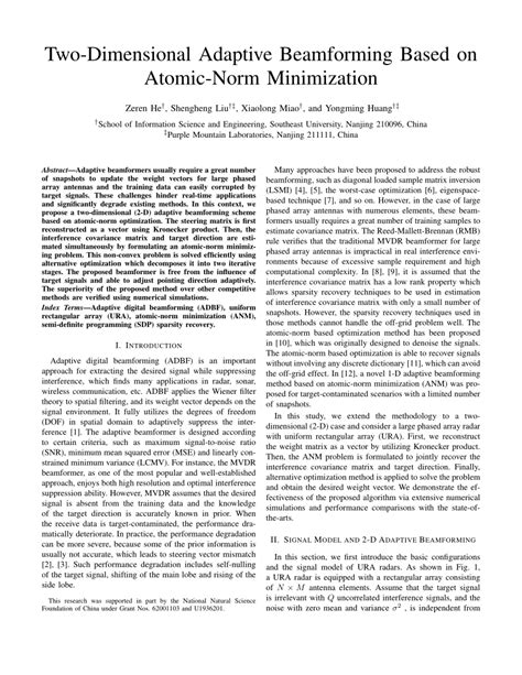 pdf two dimensional adaptive beamforming based on atomic norm minimization