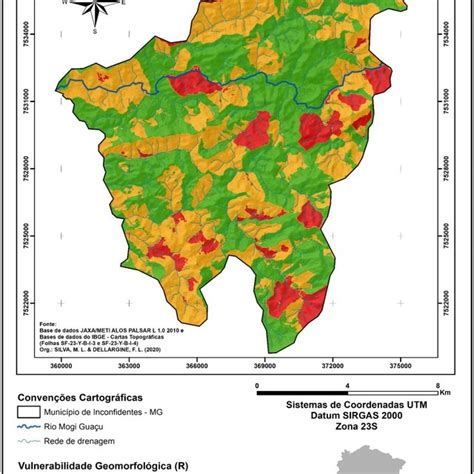 Mapa de vulnerabilidade geomorfológica para o Município de