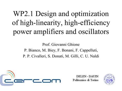 PPT WP2 1 Design And Optimization Of High Linearity High Efficiency