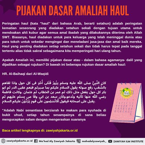 Pijakan Dasar Amaliah Haul Ma Had Aly Zawiyah Jakarta
