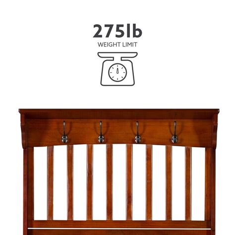 Linon Hall Tree With Storage Bench And Hooks In Walnut Brown Ebay