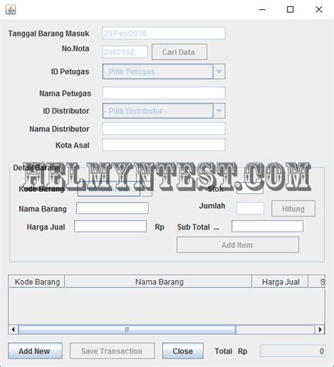 Membuat Aplikasi Penjualan Barang Dengan Java Netbeans Dan MYSQL Index