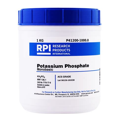 P41200 1000 0 Potassium Phosphate Monobasic ACS Grade 1 Kilogram