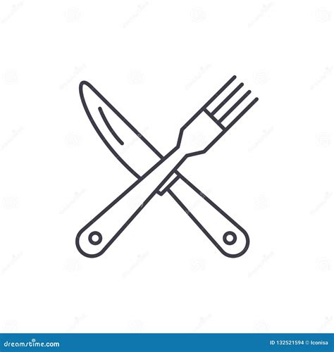 Fork And Knife Line Icon Concept Fork And Knife Vector Linear