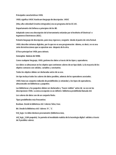 principales características y conceptos básicos de vhdl pdf vhdl Áreas de informática