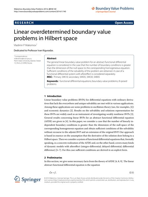 pdf linear overdetermined boundary value problems in hilbert space