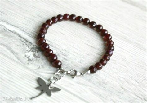 bransoletka agat wiśniowy w stali szlachetnej Handmade stal