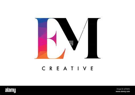 EM Letter Design With Creative Cut And Colorful Rainbow Texture ME