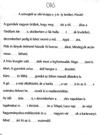 FELADATLAPOK A J S ÉS LY ES SZAVAK GYAKORLÁSÁHOZ NYELVTAN HELYESÍRÁS