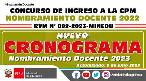 NOMBRAMIENTO DOCENTE Publican Nuevo CRONOGRAMA De Concurso De