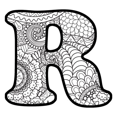 Buchstabe Letter R Coloring Book Art Mandala Coloring Pages