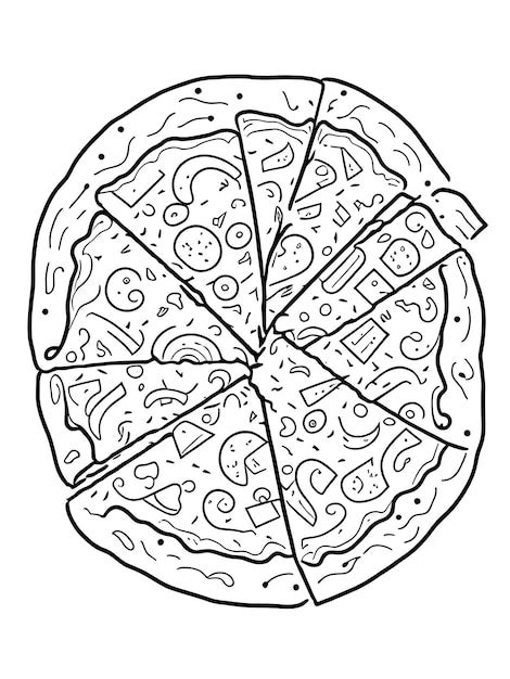 Dibujo De Pizza Para Colorear Foto Premium