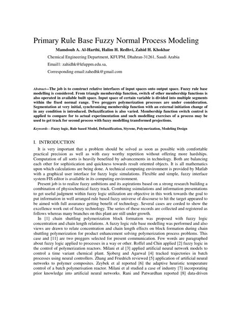 pdf primary rule base fuzzy normal process modeling