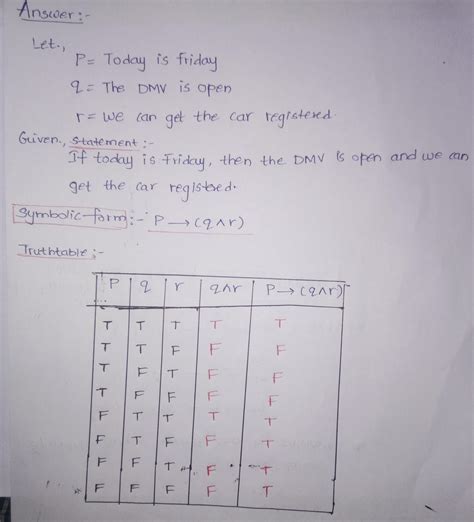 [solved] write the statement in symbolic form then construct a truth table course hero