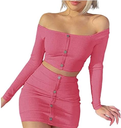 Geagodelia Conjunto De Falda De Verano Para Mujer Top Corto Con Hombros