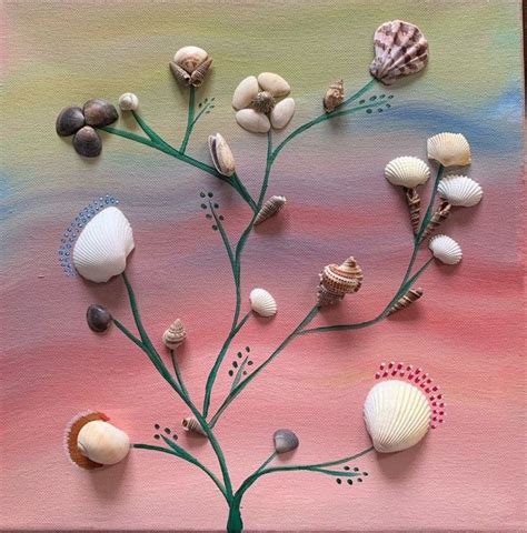 Shell Art Tree Of Life A Wall Decor Made Of Sea Shells And Acrylic On
