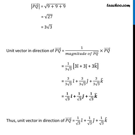 find the unit vector in the direction of vector pq where p and q are