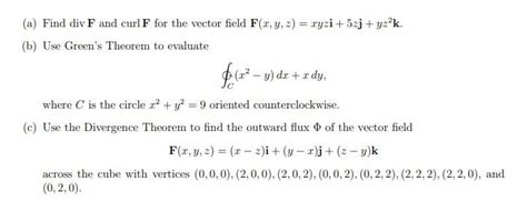 solved a find divf and curlf for the vector field