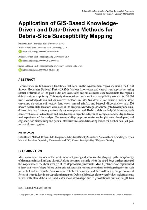 application of gis based knowledge driven and data driven methods for debris slide