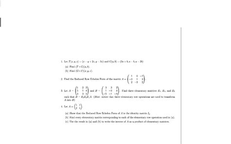 solved 1 let t x y z x−y 2z y−3z and