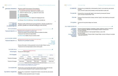 Cv Europass European Model Cv Simplu I Eficient Curriculum Vitae