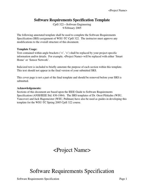 software requirements specification template pdf specification technical standard use case