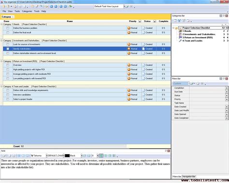 project selection checklist to do list organizer checklist pim time and task management