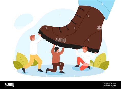Problemas de la dictadura personas bajo gran zapato ilustración