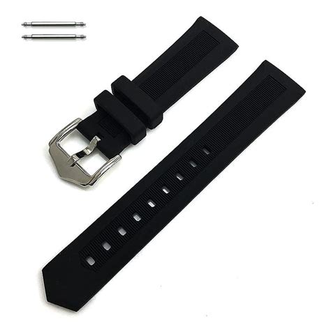 Bulova Compatible Black Silicone Replacement Watch Band Strap 4411