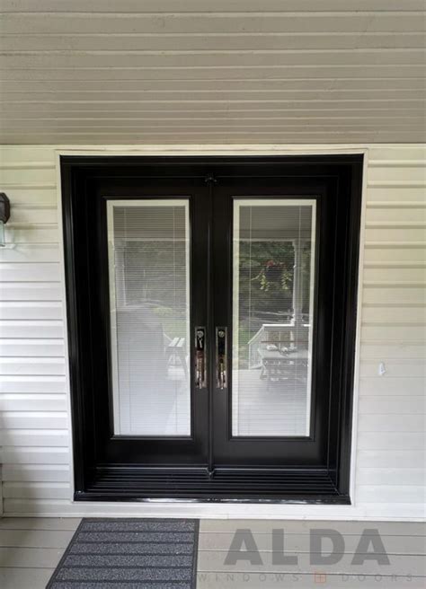 Black Front Door With Full Glass Inserts Steel Door