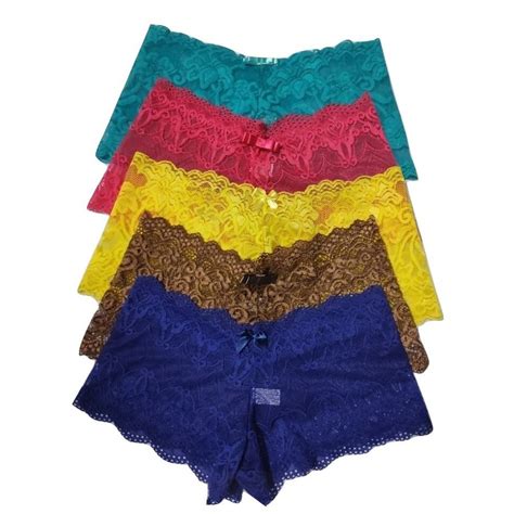 Calcinha Caleçon Toda Em Renda Coloridas Calesson Confortável Shopee