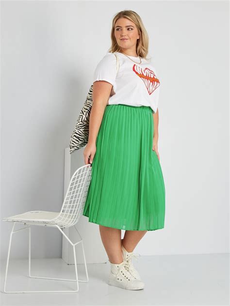 Falda Midi Plisada Verde Kiabi