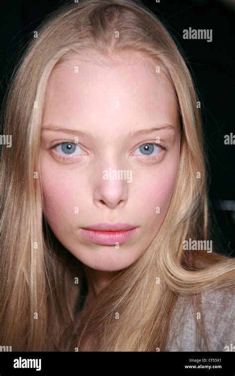 Dkny Backstage New York Autumn Winter Model Long Blonde Hair Barely There Make Up Rosy Cheeks