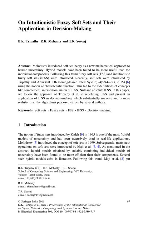 pdf on intuitionistic fuzzy soft sets and their application in decision making