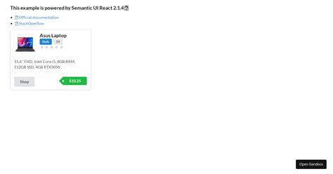 Semantic Ui Example Forked Codesandbox