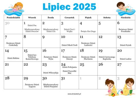 Kalendarz Świąt Nietypowych 2025 do druku Drukatek pl