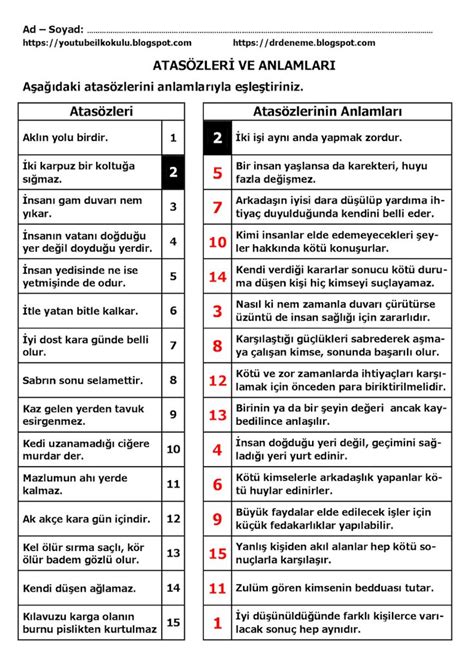 ATASÖZLERİ VE ANLAMLARI 2 Atasözleri Sınıf kitaplıkları Ilkokul