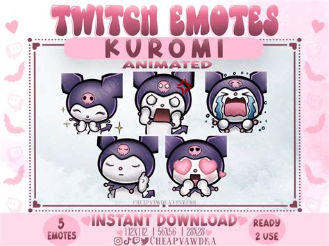 Cute Animated Purple Kurómi Twitch Emotes Twitch Discord Etsy