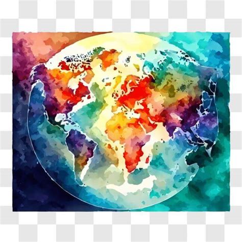 Baixe Pintura de Mapa Múndi em Aquarela Colorida para Casa Escritório